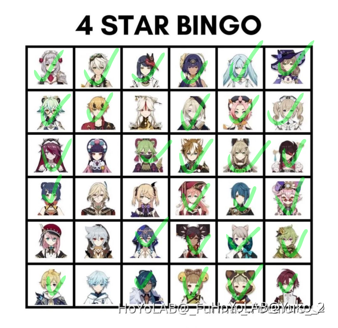 4 star and 5 star bingo Genshin Impact | HoYoLAB