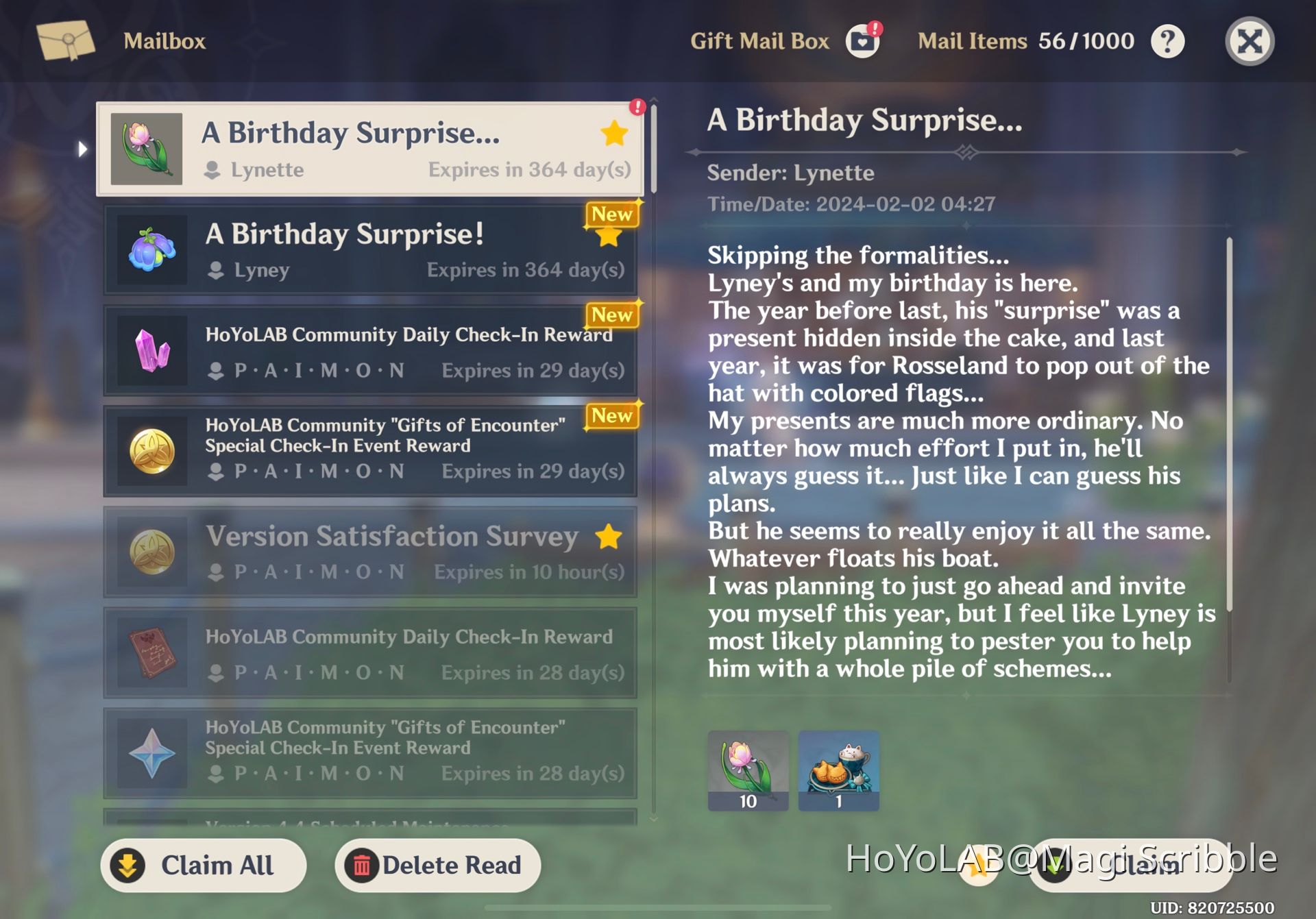 Lynette and Lyney Birthday Message Genshin Impact | HoYoLAB