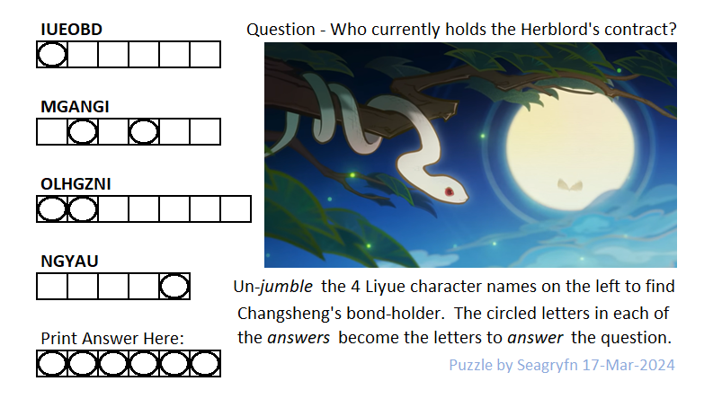 Word Games #168 ~ Mar17 ~ Liyue Characters Jumble Genshin Impact | HoYoLAB