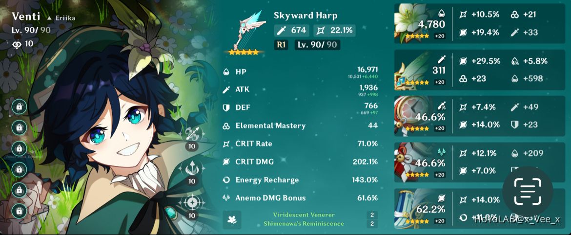 Dps Venti update again because I leveled up his Skyward harp now Genshin Impact | HoYoLAB