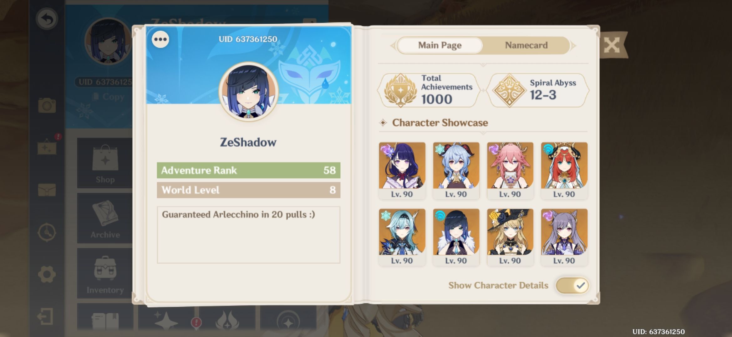 Joined the no life club with 1k ACHIEVEMENTS Genshin Impact | HoYoLAB