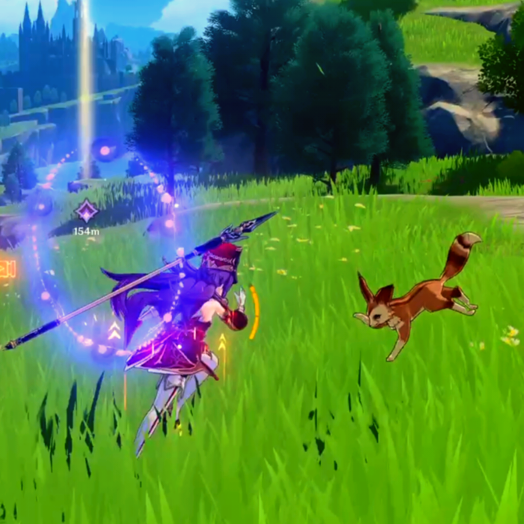 Brincando com esquilo em Mondstad Genshin Impact | HoYoLAB