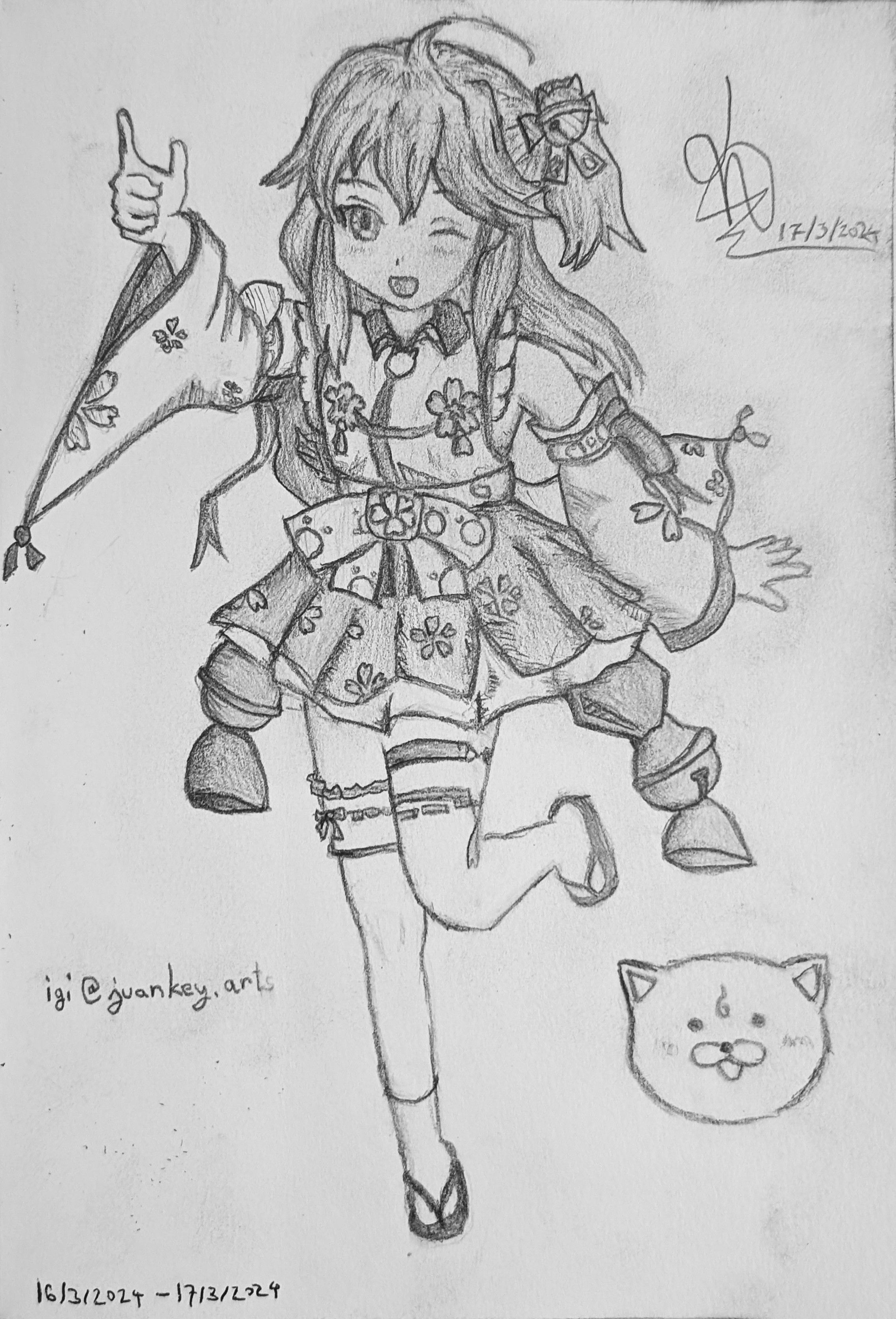 Nya-hello ~ (Sakura Miko fanart)🌸 Genshin Impact | HoYoLAB
