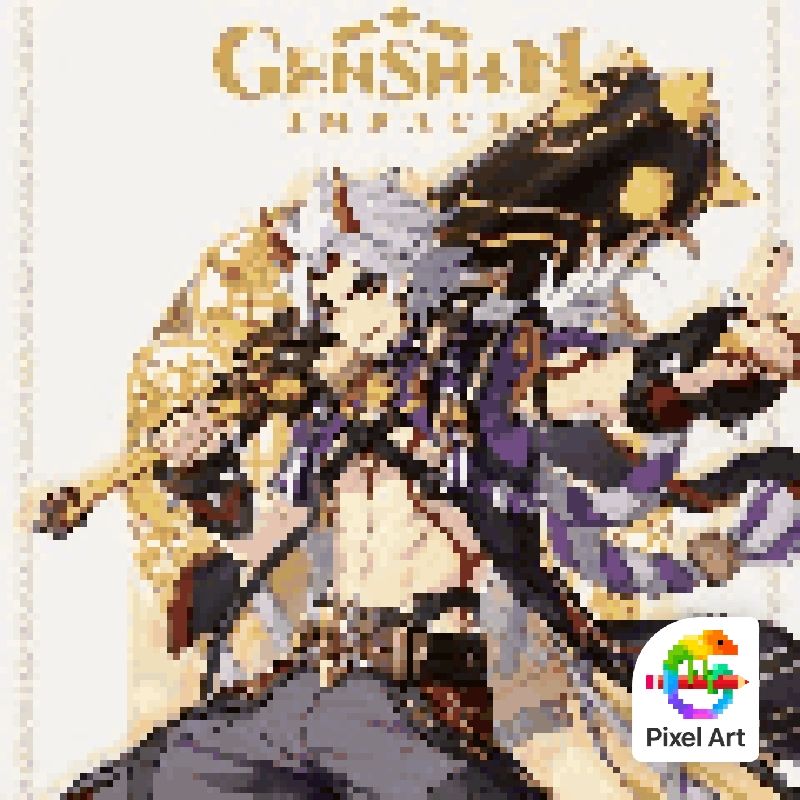 Itto, but pixelated. Genshin Impact | HoYoLAB
