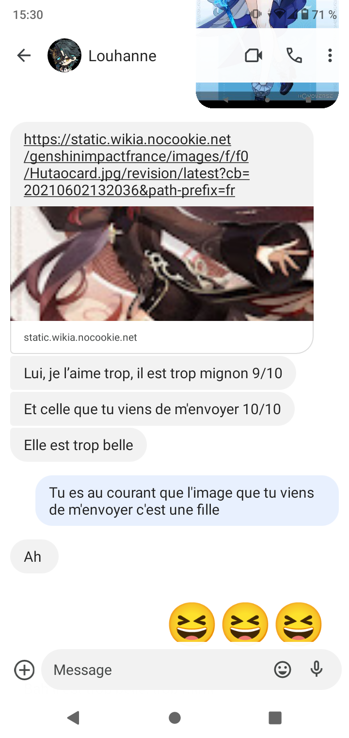 j'ai demandé à ma pote de noter sur 10 des perso mais elle m'a sorti une dinguerie elle a dit ...