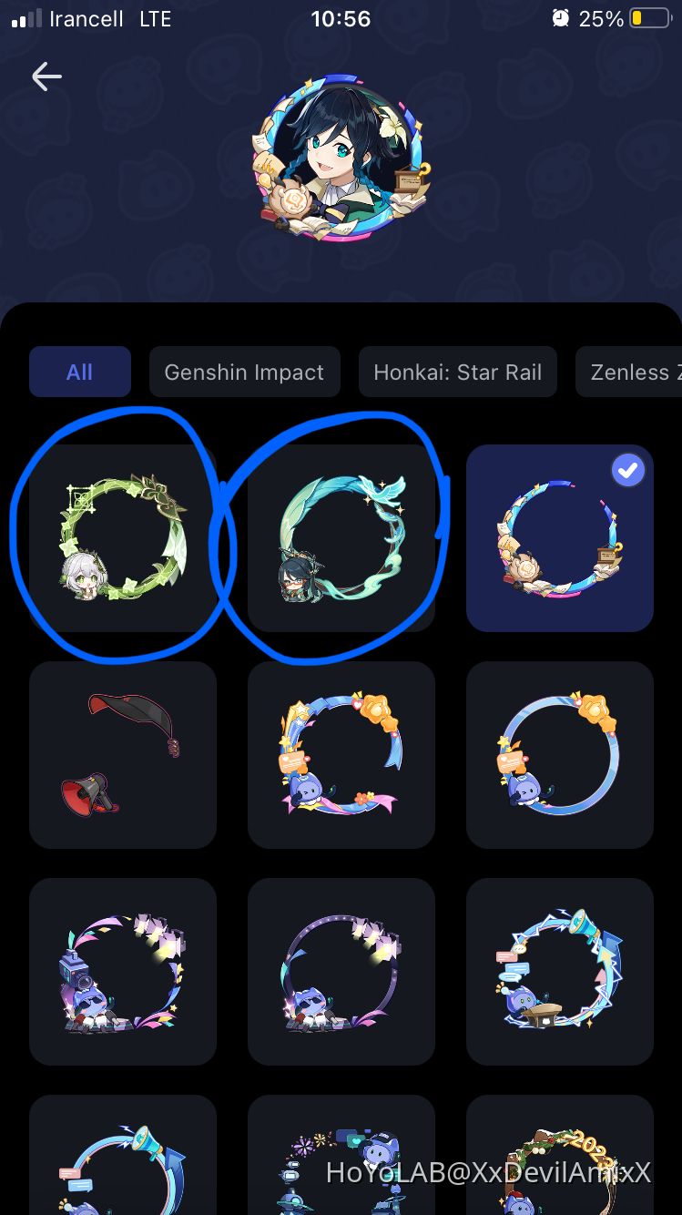 Just realized I had gotten these 2 avatar frames… | HoYoLAB