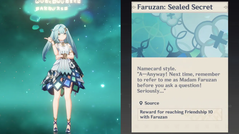 Faruzan Friendship 10 ~ "Sealed Secret" Genshin Impact | HoYoLAB