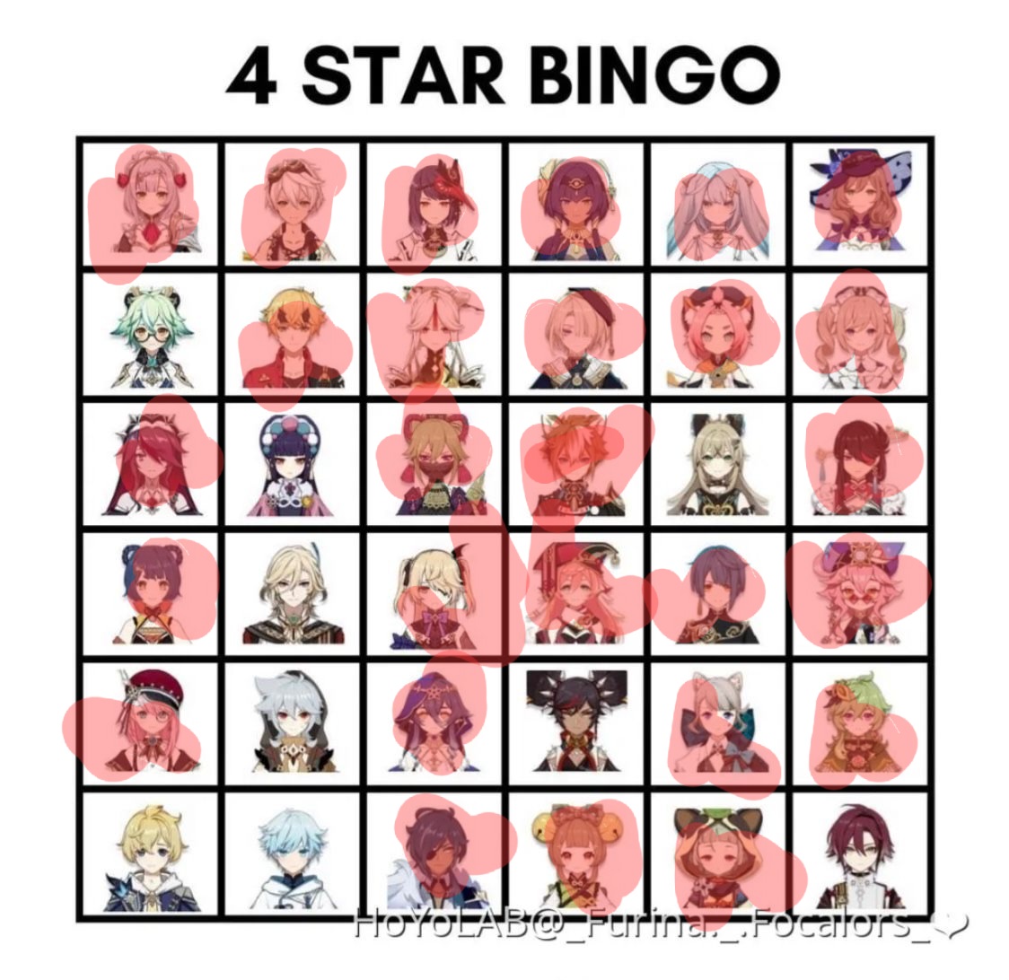 4 star and 5 star bingo ️ Genshin Impact | HoYoLAB