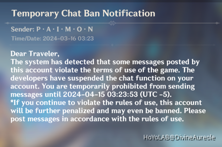 Chat Ban :( Genshin Impact | HoYoLAB
