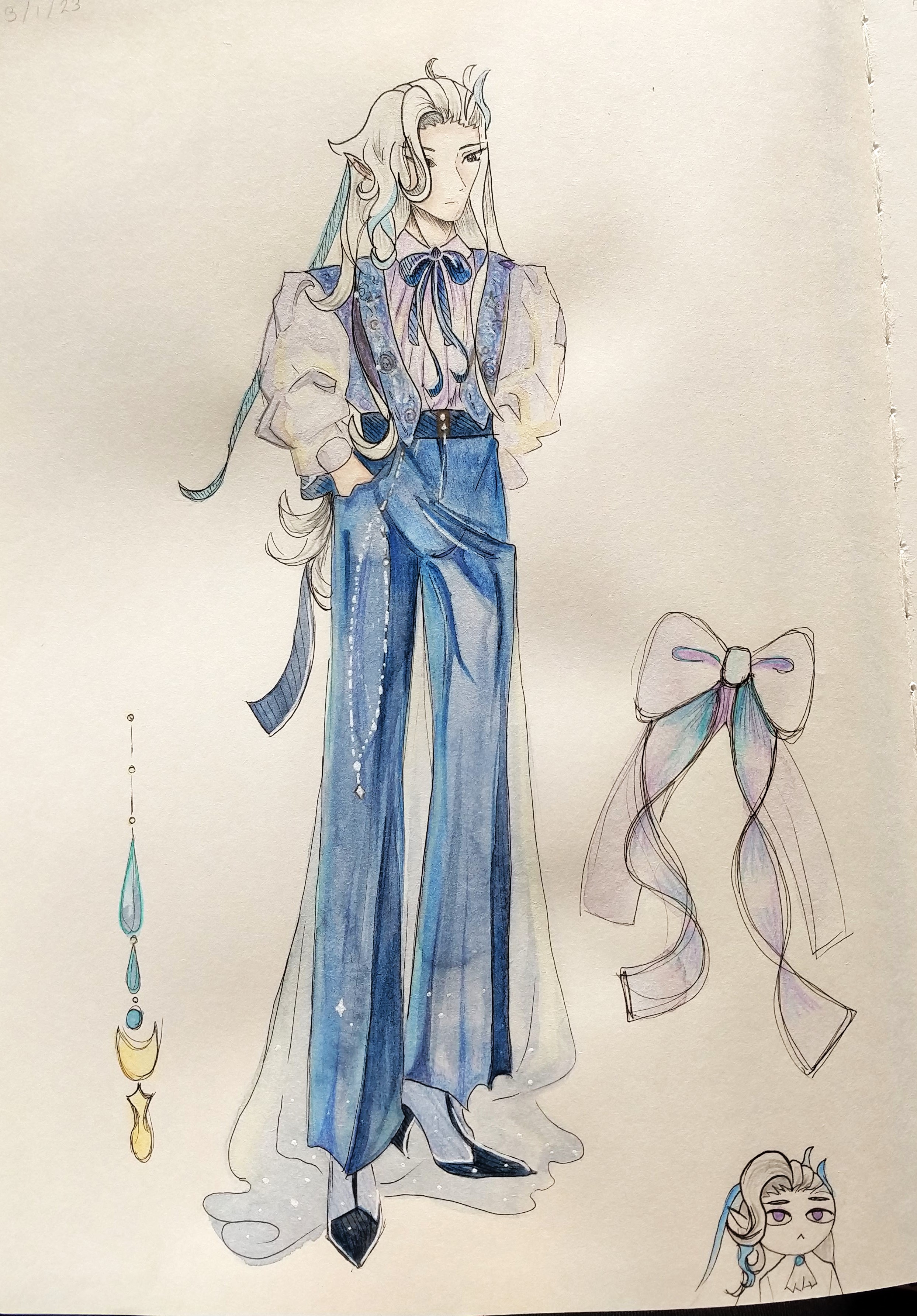 Neuvillette in one of those cool designs you see all over pintrest ...