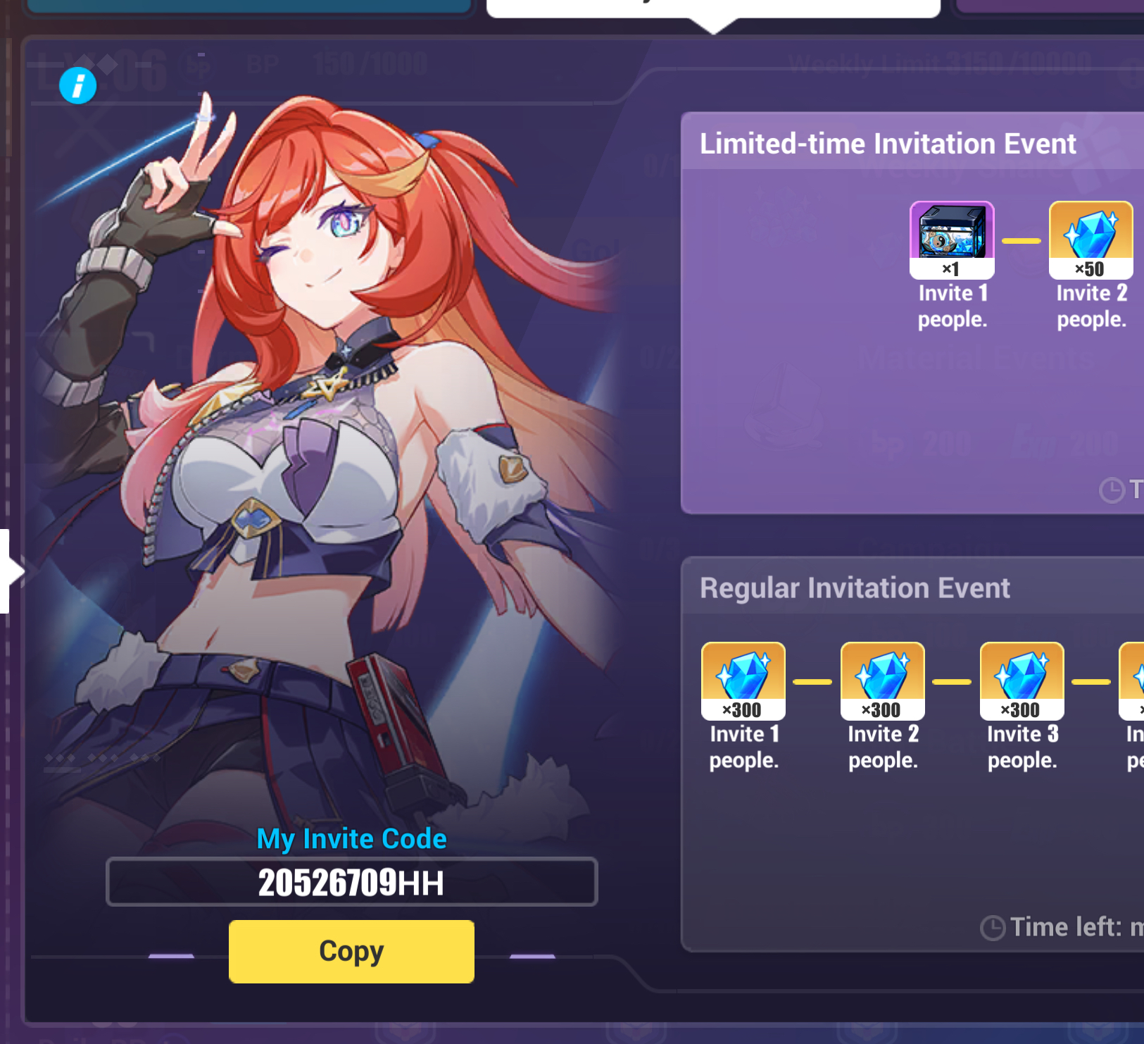 Hi please help a girl out by using my invite code Honkai Impact 3rd | HoYoLAB