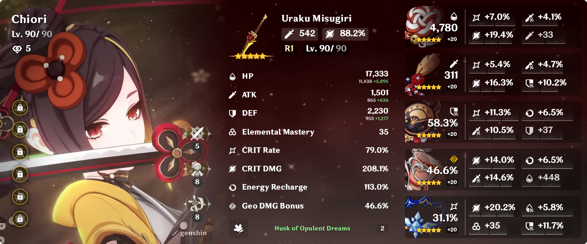 any tips on how to improve my chiori build? Genshin Impact | HoYoLAB