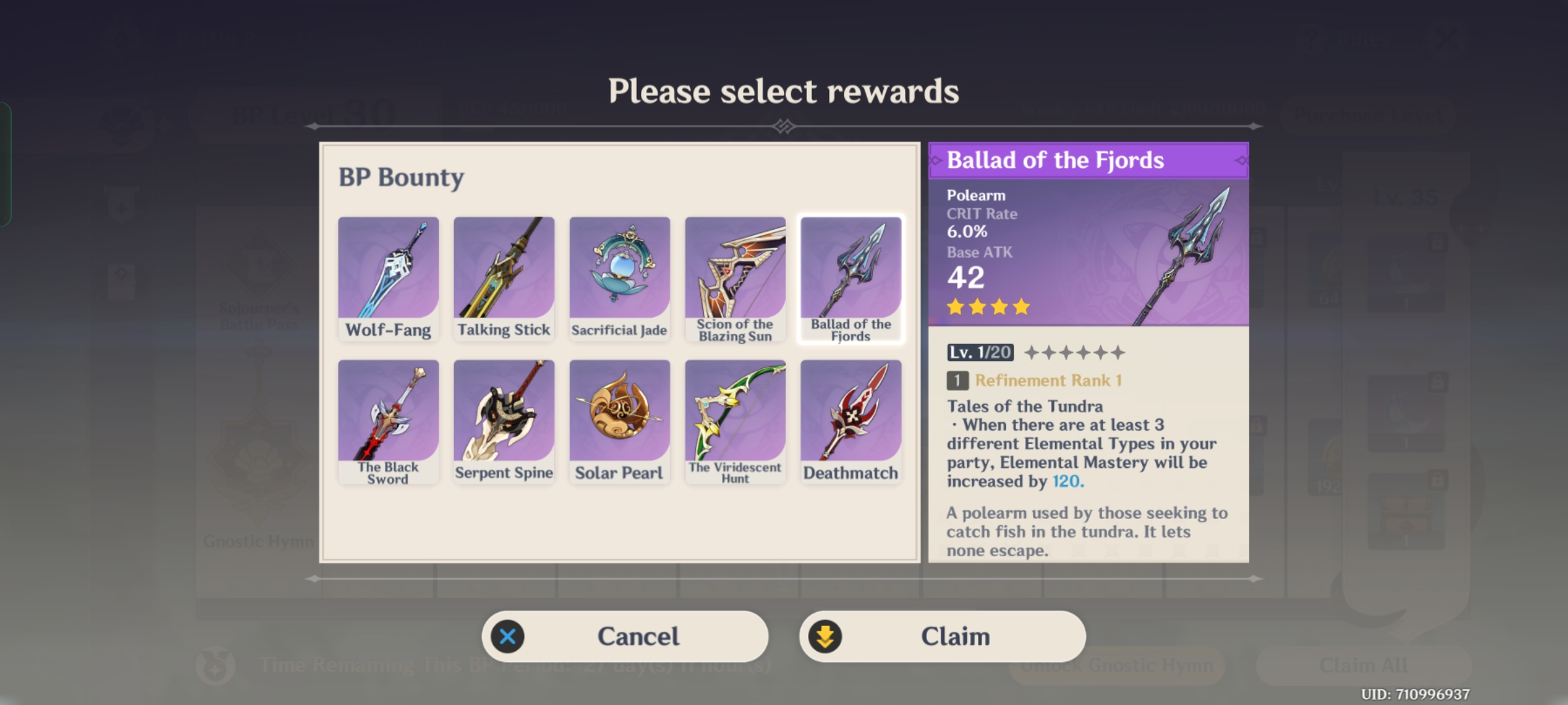 Need Some Advice for BP Bounty Weapon selection Genshin Impact | HoYoLAB