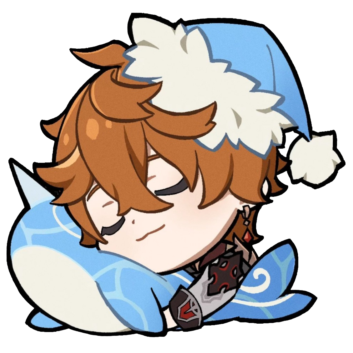 Childe hugging his narwhal plushie, now with transparent background ...