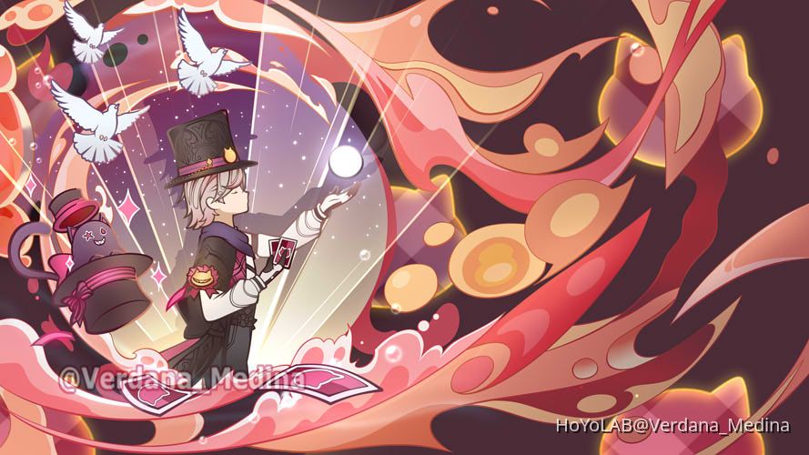 Golden apple archipelago Lyney Wallpaper I made as a commission Genshin ...