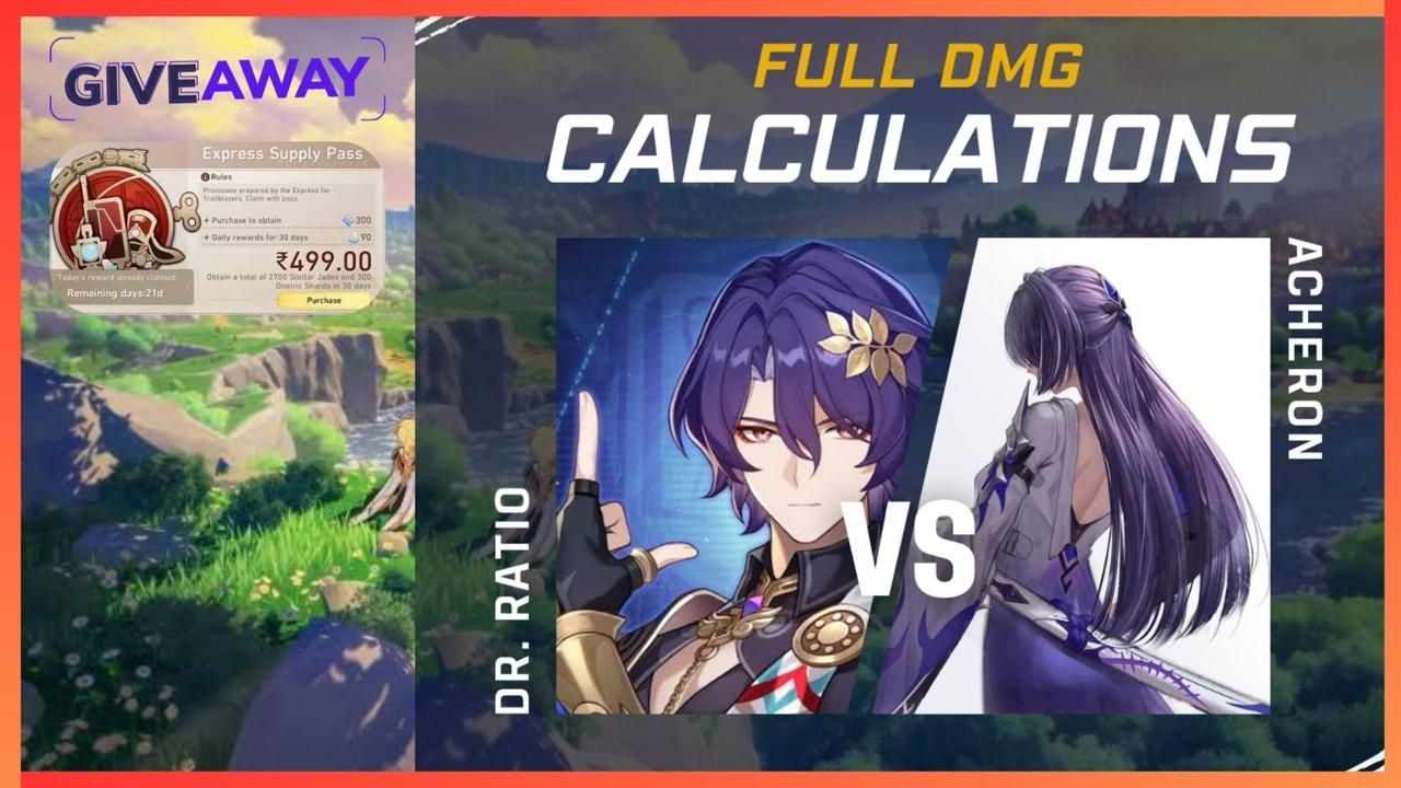 Acheron Powercreep who?! Dr. Ratio vs Acheron Damage Comparison. 🎁🎁GIVEAWAY ALERT🎁🎁 Honkai: Star ...