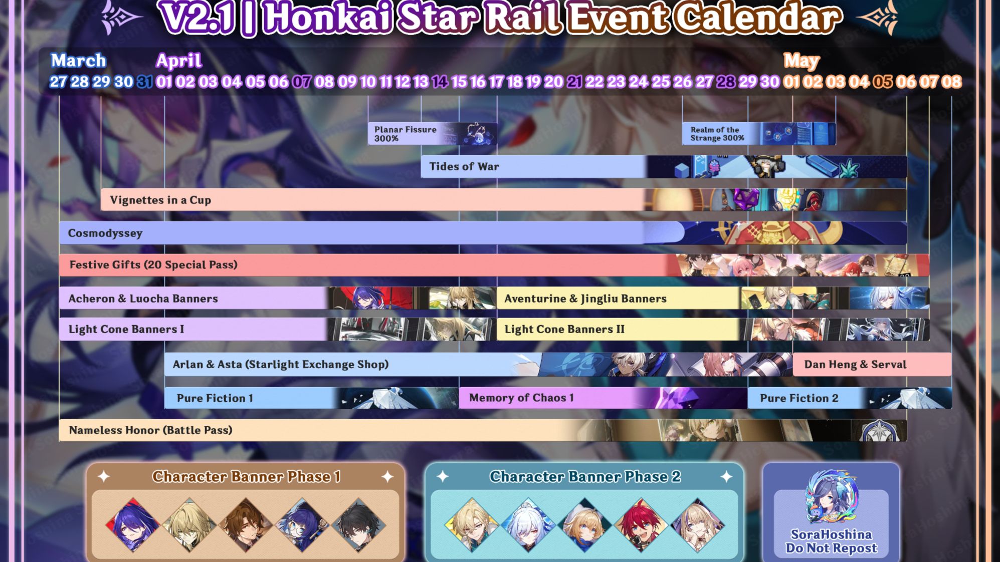 [Star Rail 2.1] Honkai Star Rail Version 2.1 Calendar || All the events throughout the ...