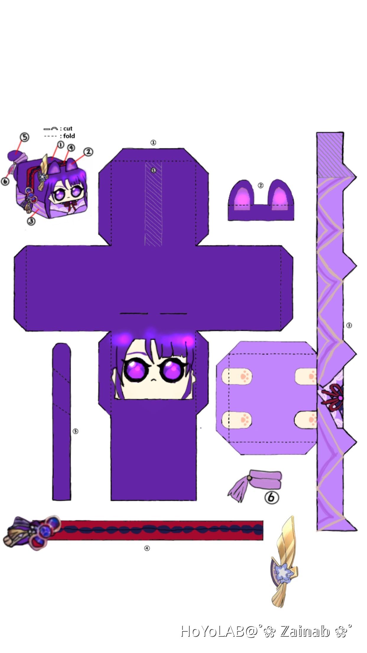 DIY Raiden Shogun-Kitty Crate Template! ⚡️💜 Genshin Impact | HoYoLAB