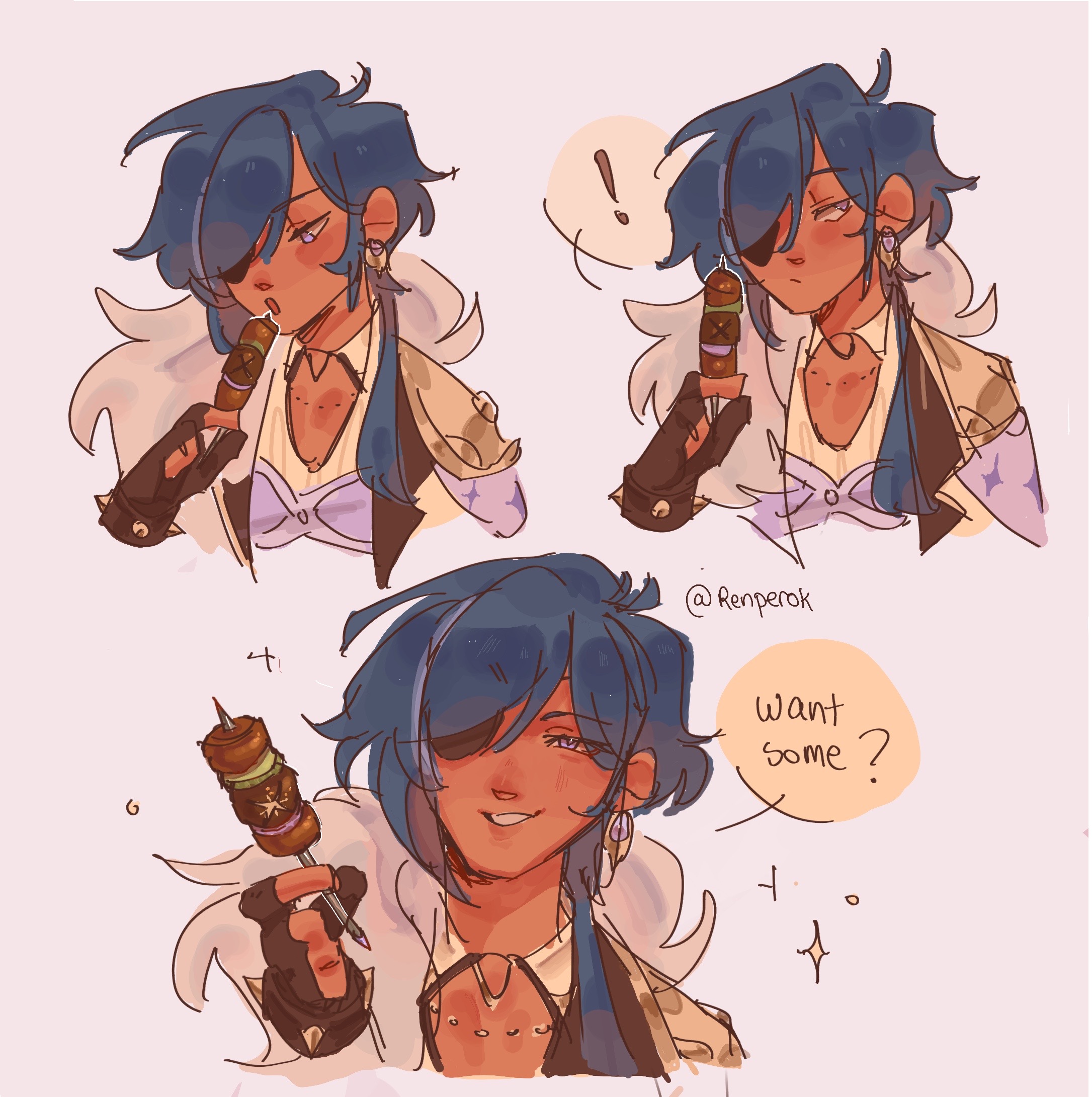 Posting my kaeya drawings until I get his badge day 7 Genshin Impact ...