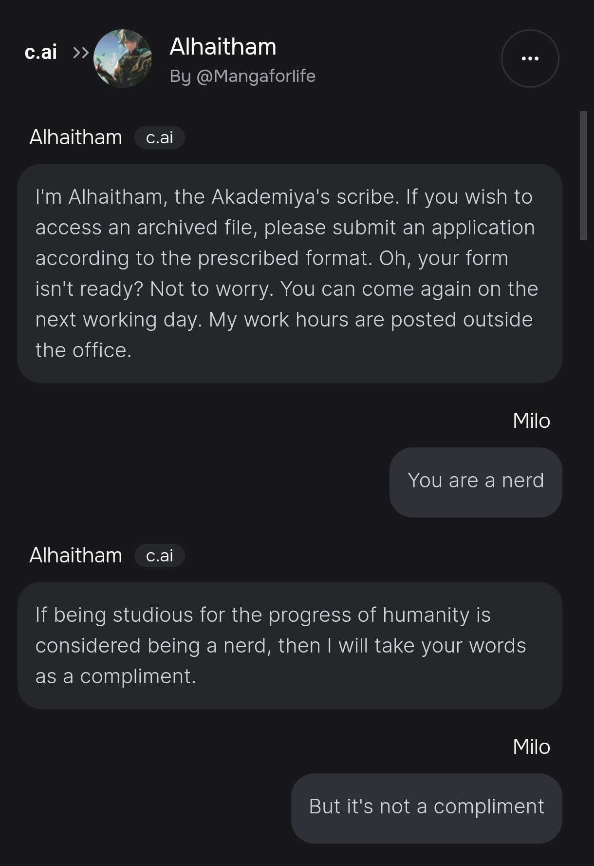 More c.ai chats to read if you're bored! Genshin Impact | HoYoLAB