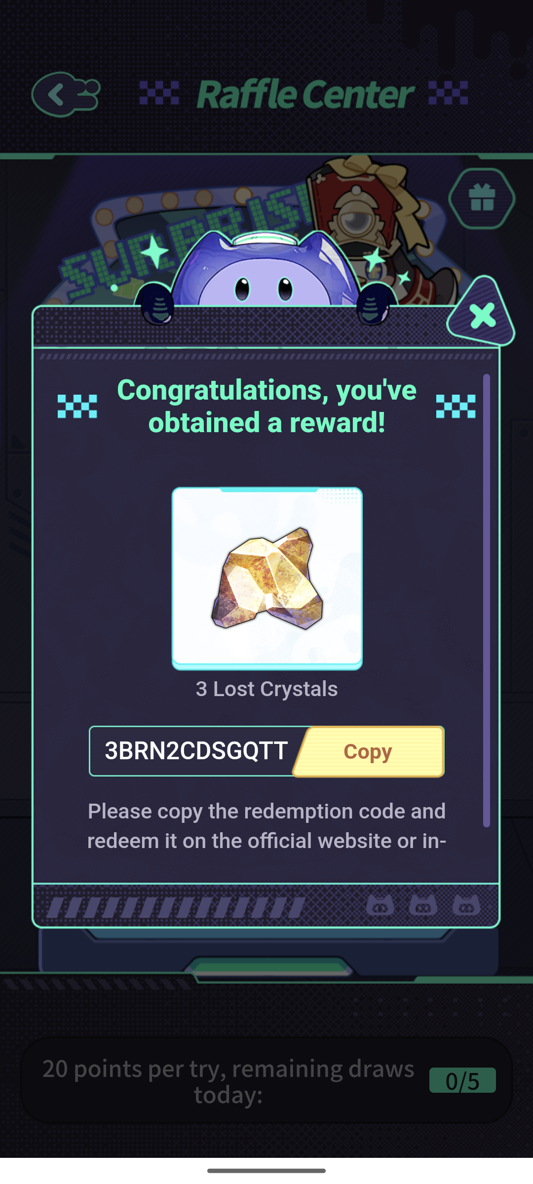 REDEEM CODE- LOST CRYSTALS Genshin Impact | HoYoLAB