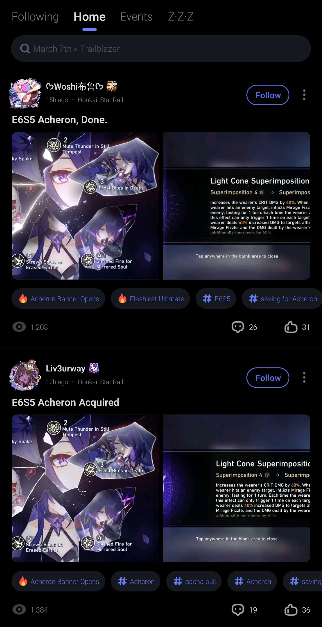 Forgot Acheron's banner started yesterday: Thank you HSR whales for ...