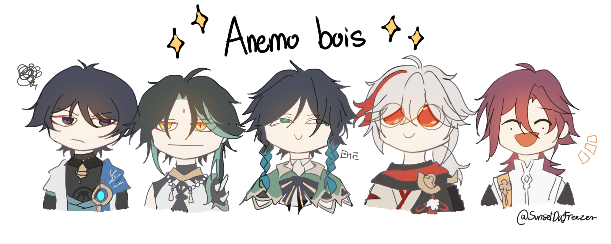 Drawing the anemo boys w this template Genshin Impact | HoYoLAB