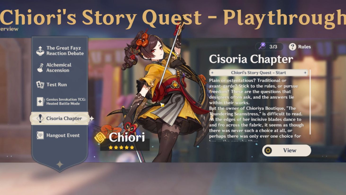 Chiori's Story Quest - Playthough Genshin Impact | HoYoLAB