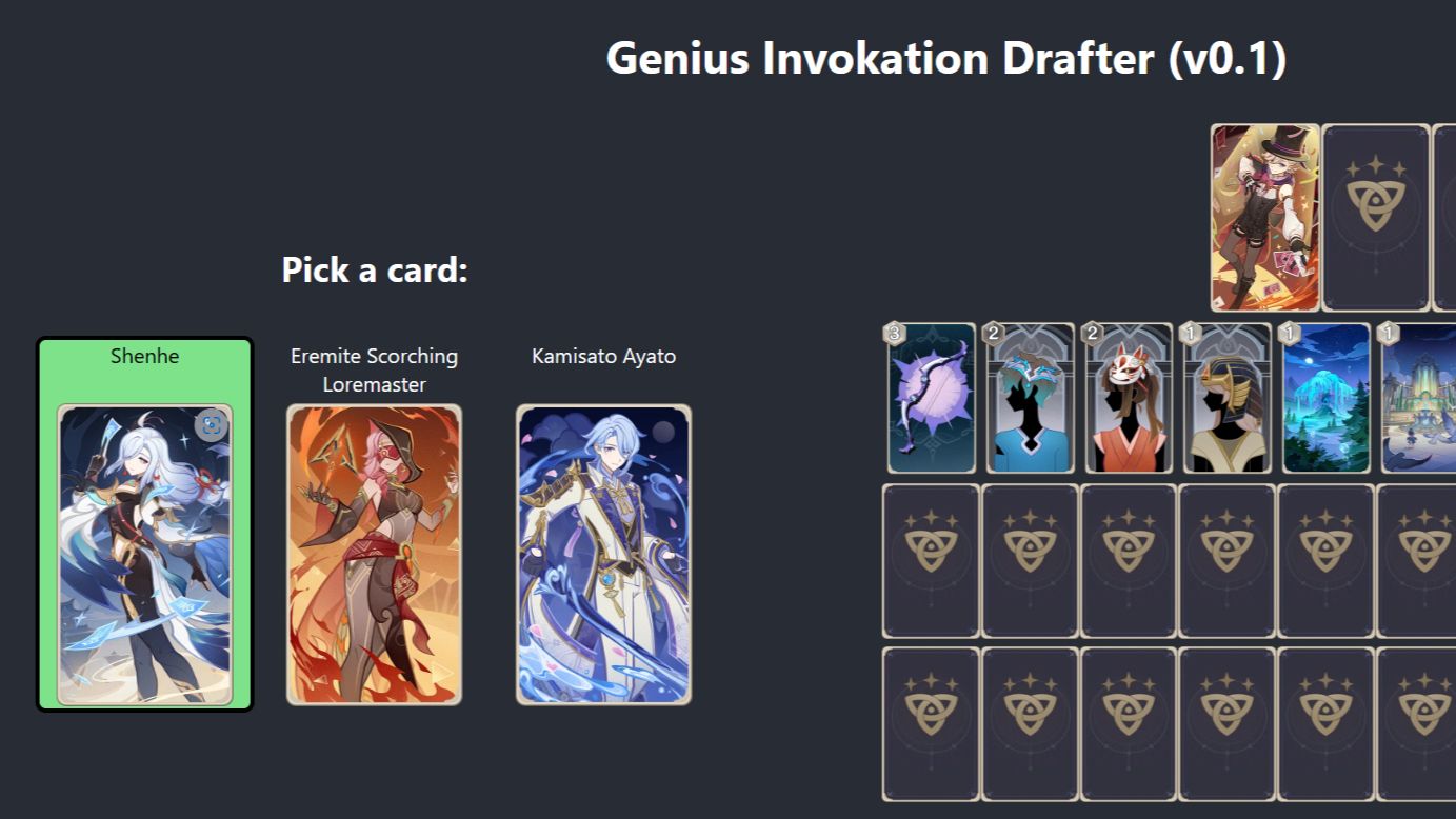 Introducing the GITCG DRAFTER!! Tired of the v.4.5 meta? Why not try something different Genshin ...