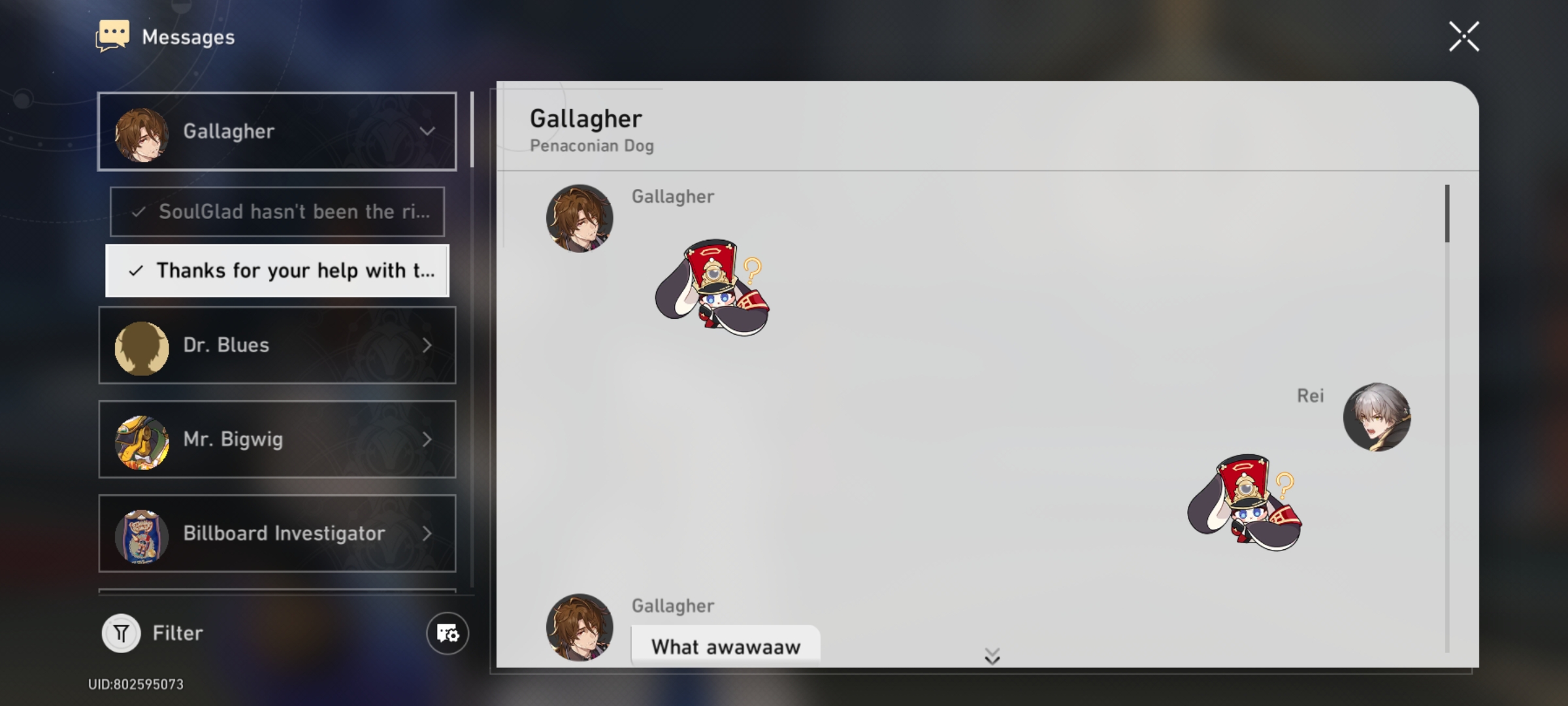 Gallagher messages. Honkai: Star Rail | HoYoLAB