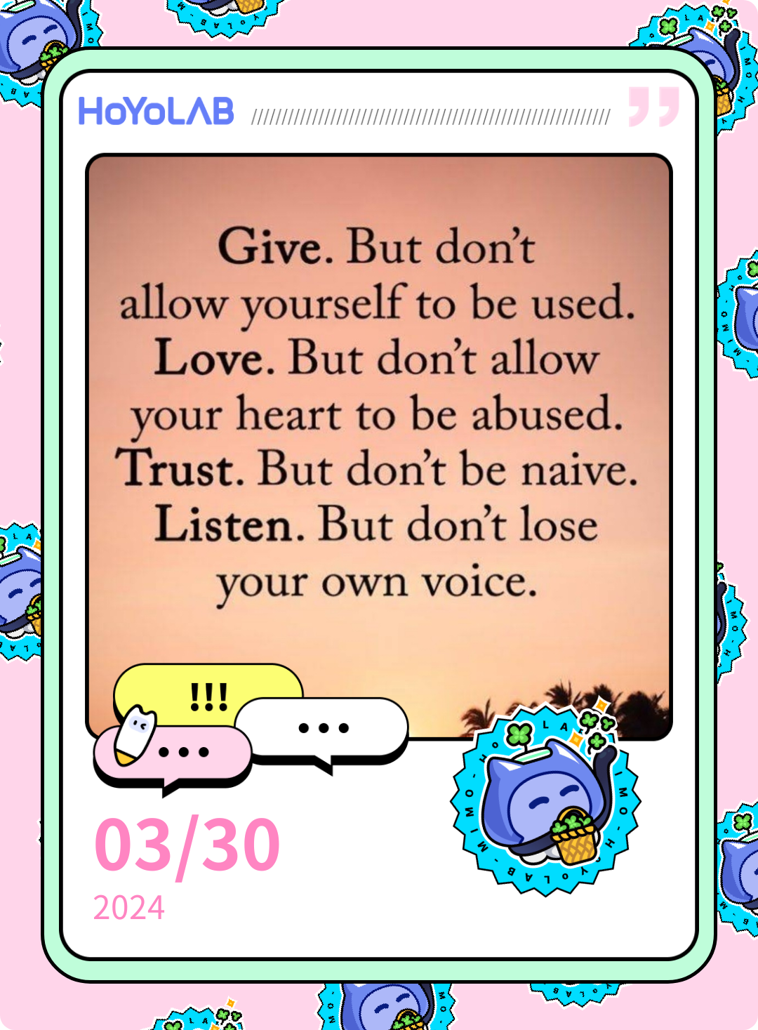 03/30 Diary -# My Character Building Diary | HoYoLAB