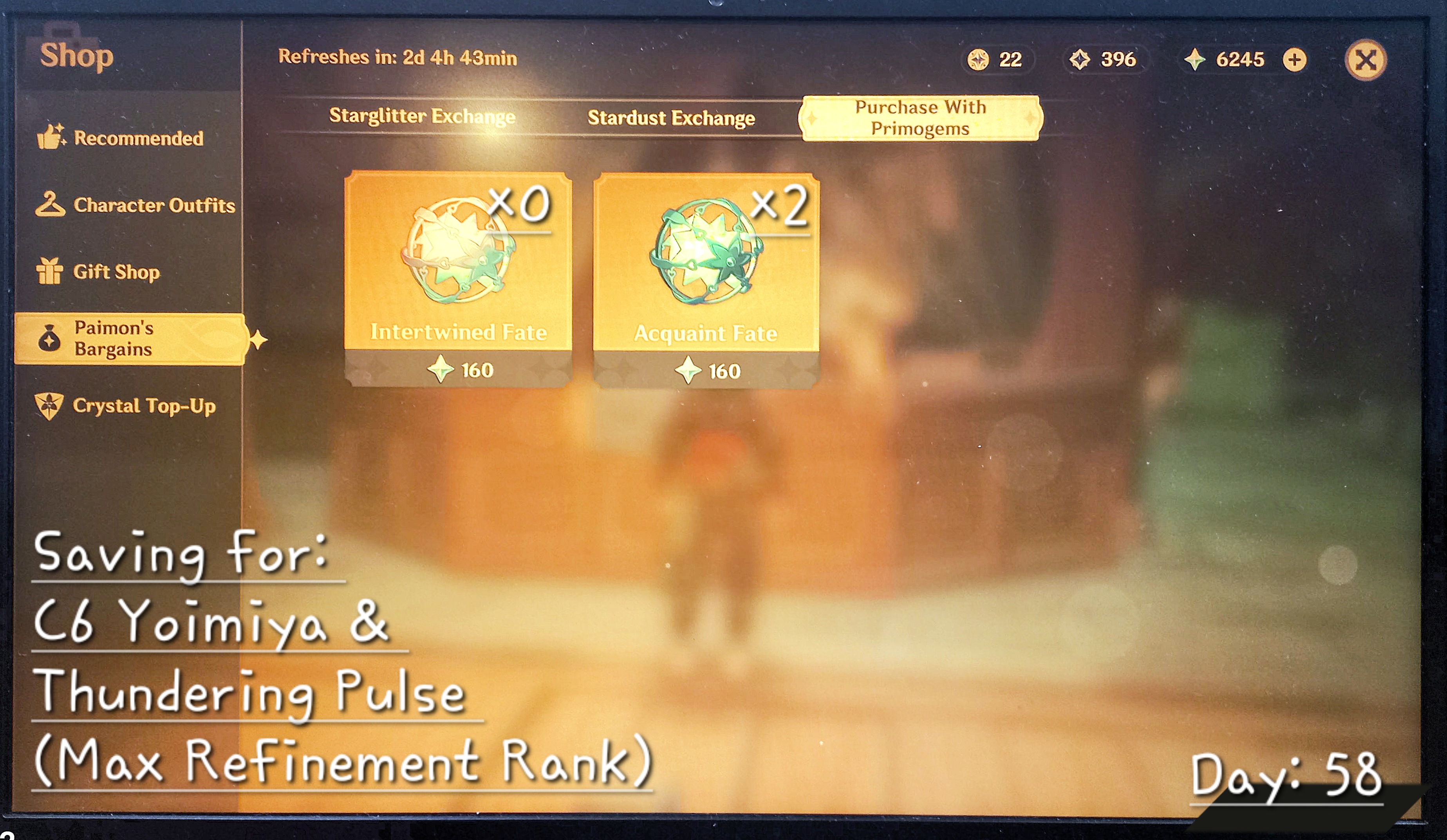 Saving for C6 Yoimiya & Thundering Pulse (Max Refinement Rank) Day: 58 ...