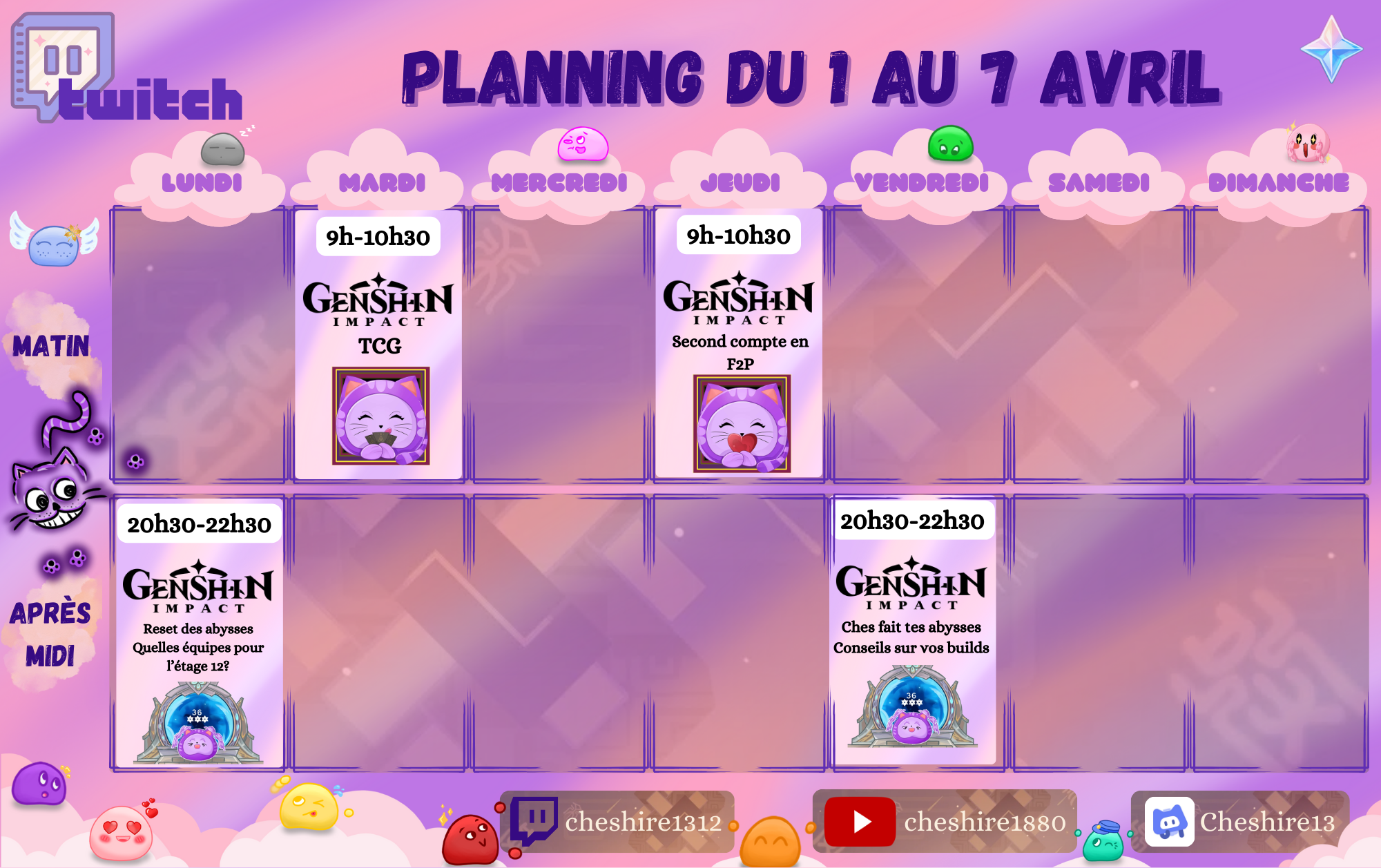 [Planning twitch] Semaine du 1 au 7 avril Genshin Impact | HoYoLAB