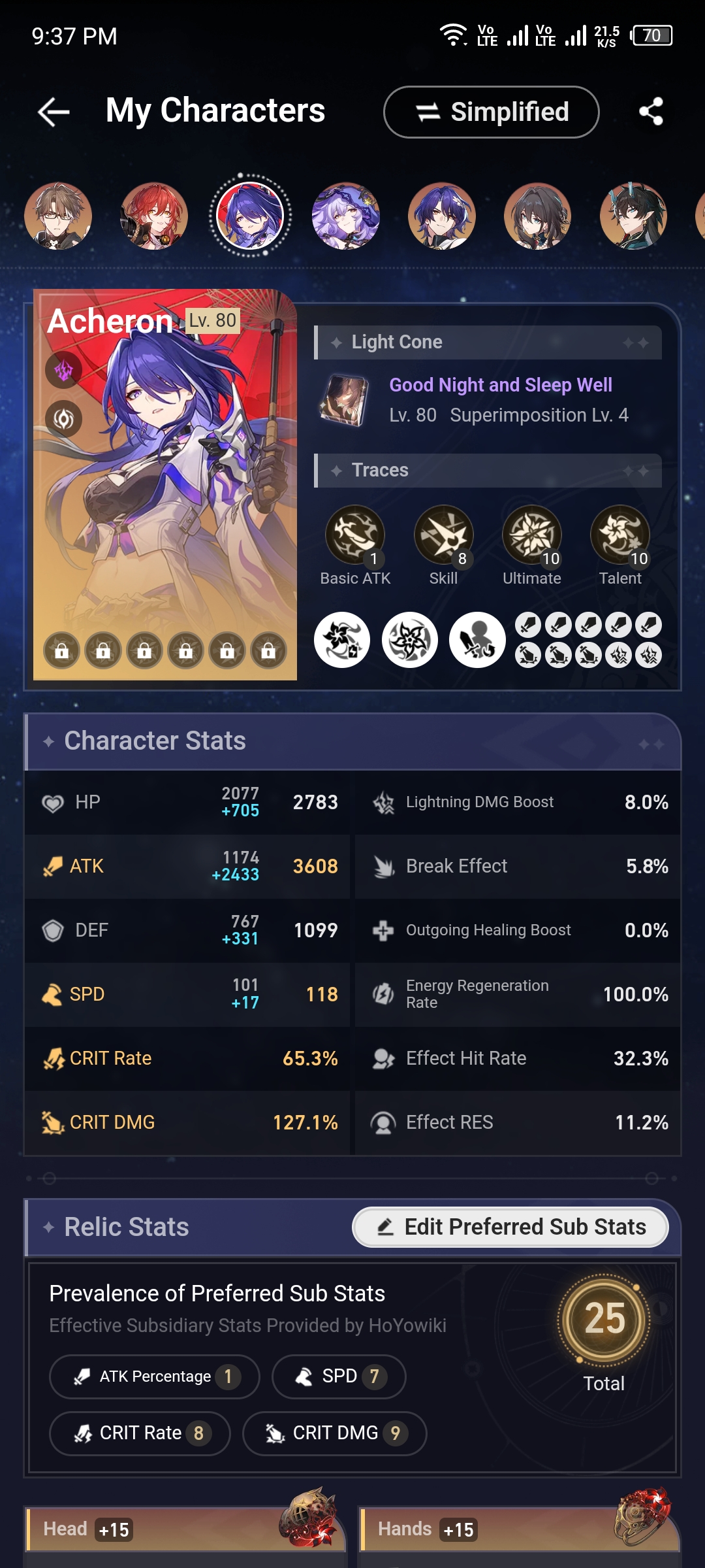 My f2p Acheron build Honkai: Star Rail | HoYoLAB