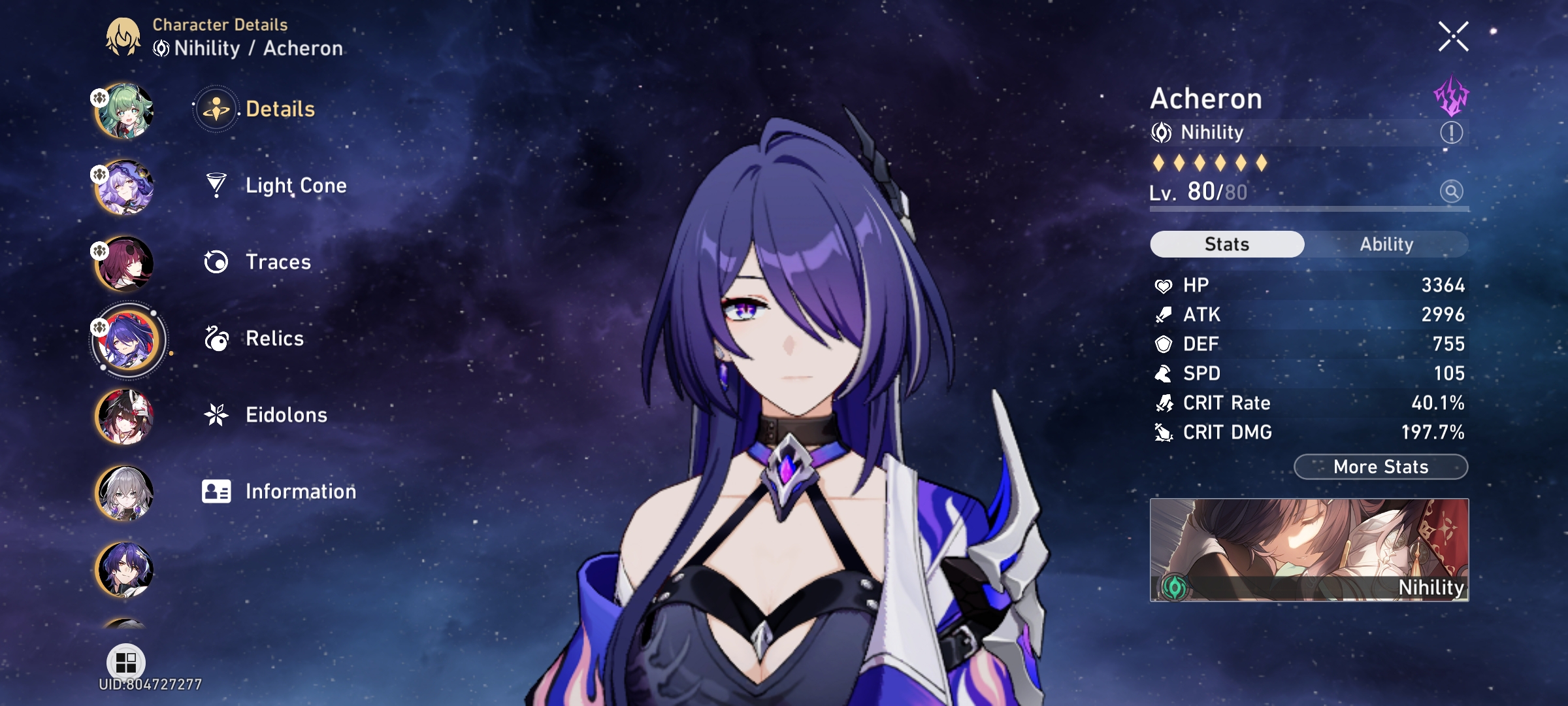 What Crit Rate is best for Acheron? Because of this current build I ...