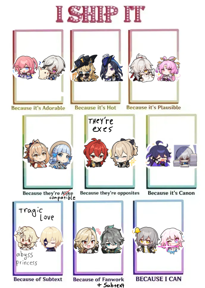 My HSR and genshin ships