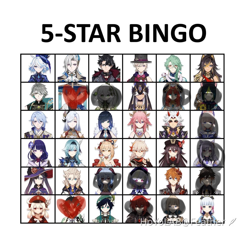5 star Bingo! | HoYoLAB
