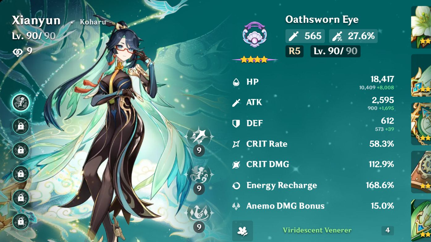 I think my Xianyun build needs to be fixed... Genshin Impact | HoYoLAB