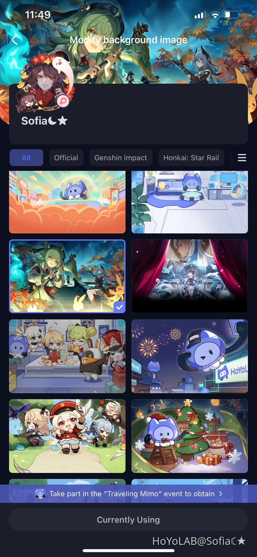 Changed the background to my profile! | HoYoLAB