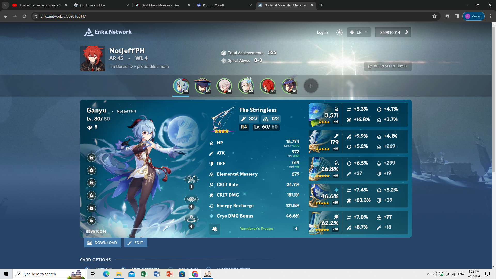 My Character builds in Genshin Genshin Impact | HoYoLAB