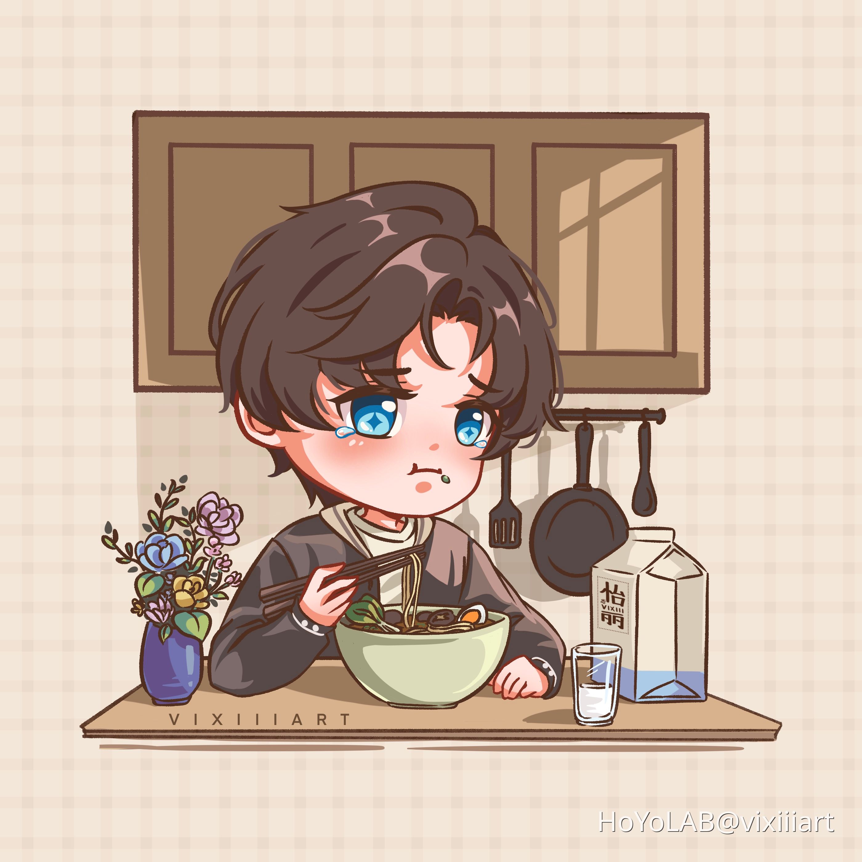 Eating Spicy Noodles Artem Chibi Tears of Themis | HoYoLAB