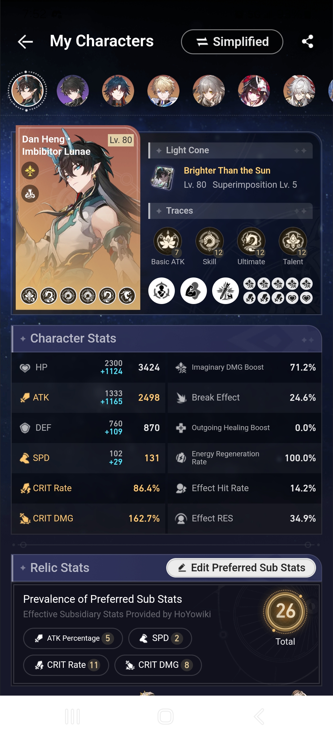 Current Dan Heng Imbibitor Lunae build Honkai: Star Rail | HoYoLAB