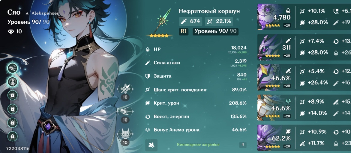 My build for this axyet kakoy personaж Genshin Impact | HoYoLAB