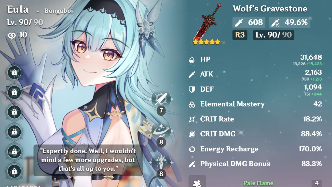 Eula. 7-8-8. Genshin Impact | HoYoLAB