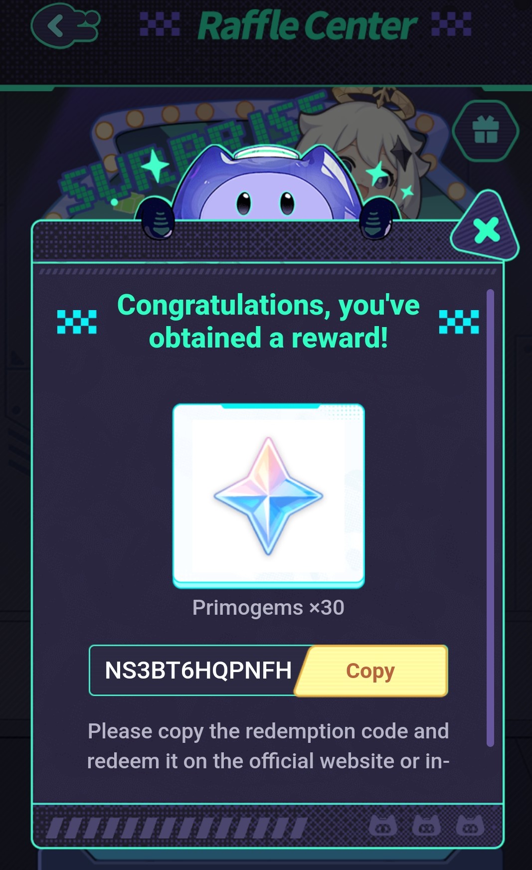 30 Primogems code (redeemed) Genshin Impact | HoYoLAB