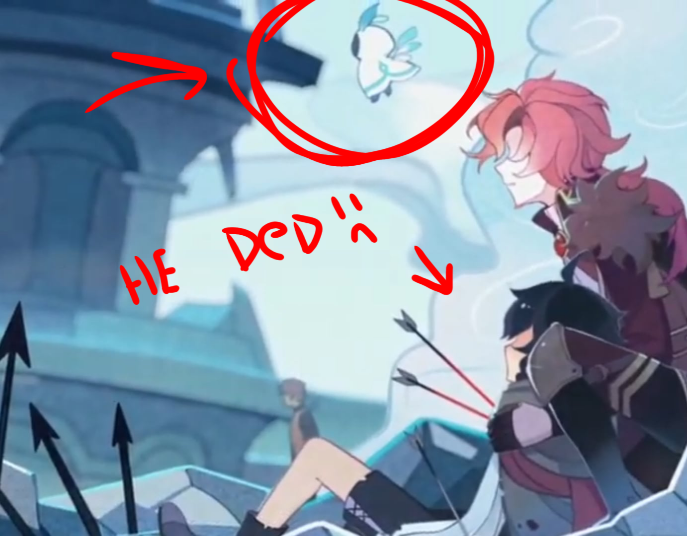 venti took the from of his dead friend, then he moved on, continuing ...