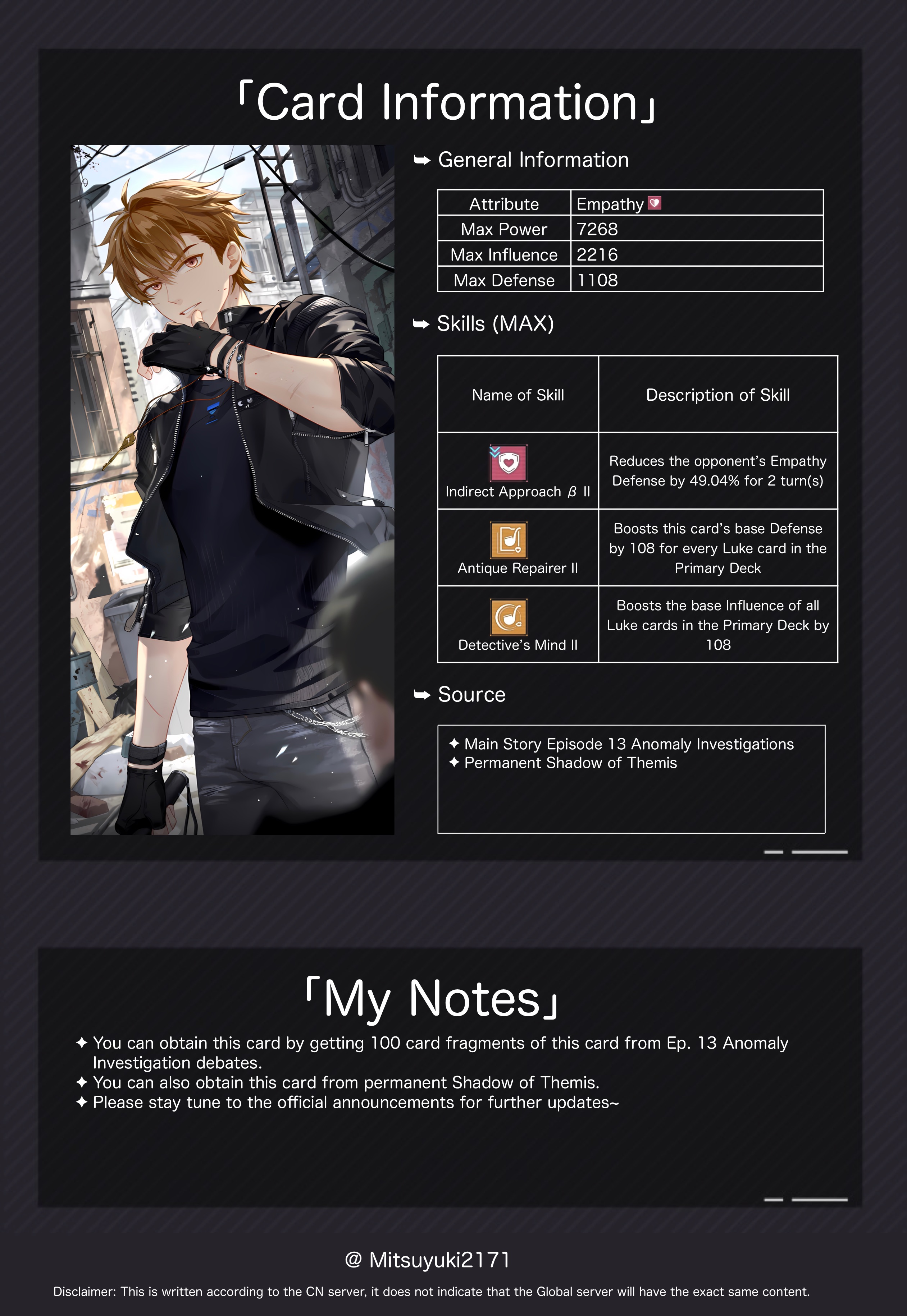 Luke【SR • Empathy • 灼光】Card Information + HD Wallpaper Edits Tears of ...