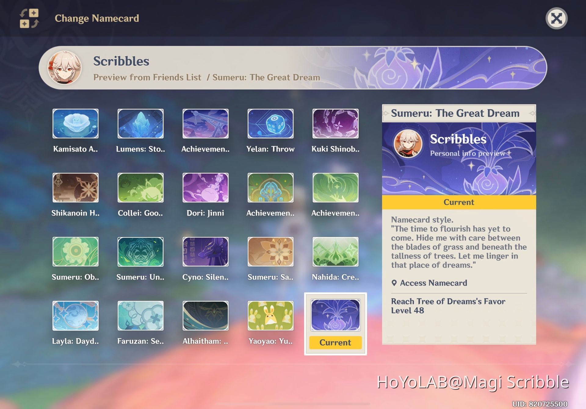 Sumeru: The Great Dream Namecard Genshin Impact | HoYoLAB