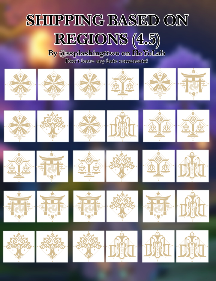 SHIPPING CHARTS BASED ON REGIONS/NATIONS Genshin Impact | HoYoLAB