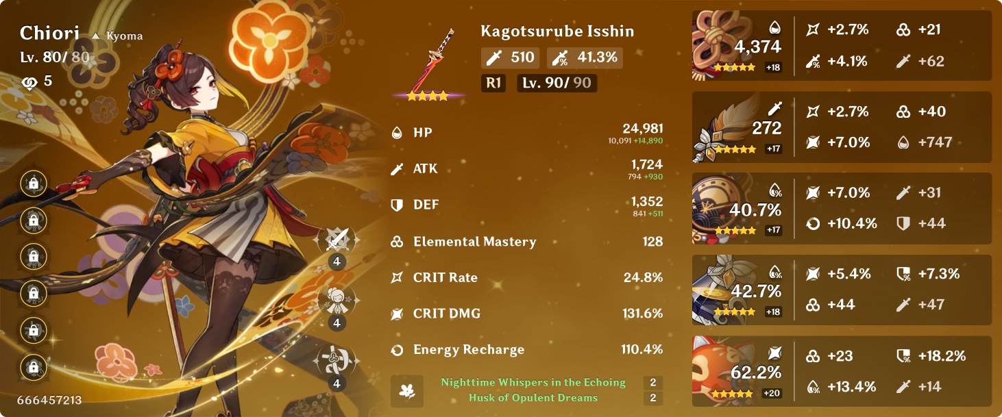 (F2P) Chiori support Build Genshin Impact | HoYoLAB